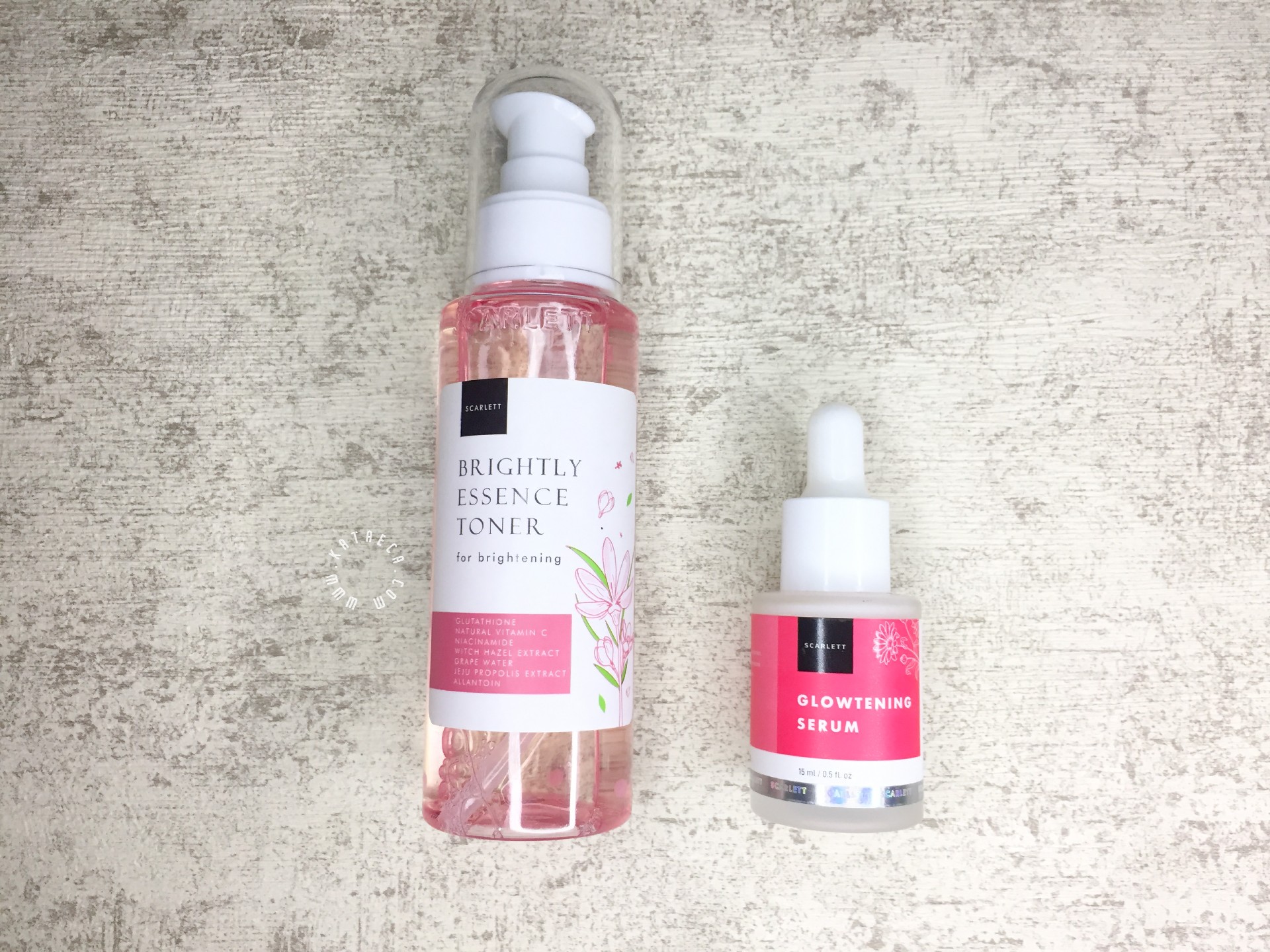 Review Scarlett Brightly Essence Toner & Glowtening Serum - Kata Eca
